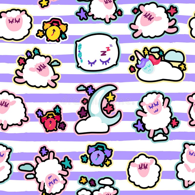 Bedtime, Good Night Sleep Vector Seamless Pattern Stock Vector ...