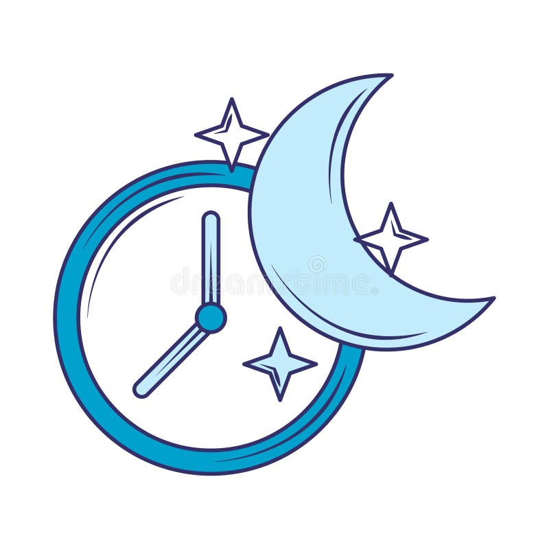 Bedtime moon and clock stock vector. Illustration of evening - 261006441