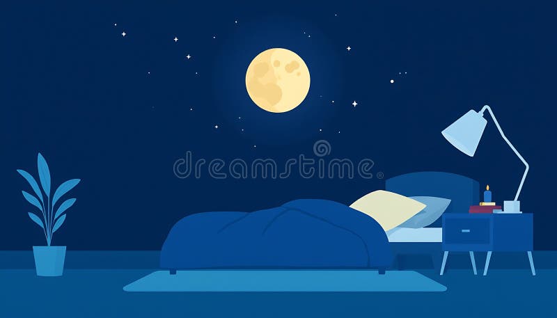 Bedtime Night Scene Moon, Cozy Sleep and Relaxing Night Routine ...