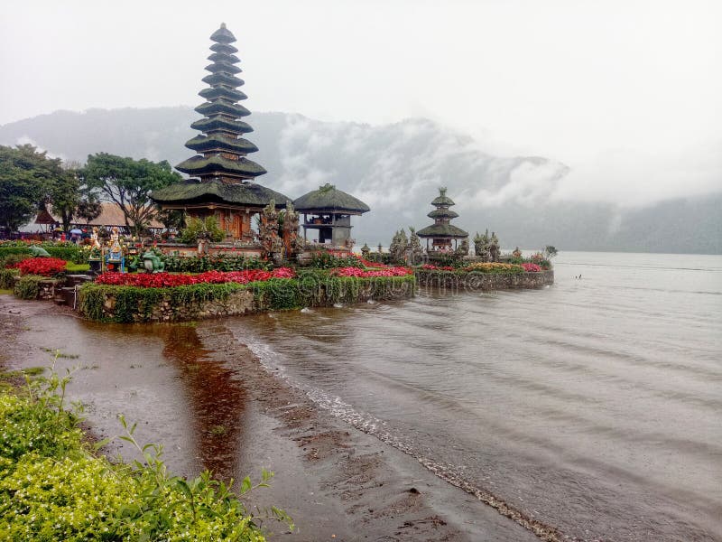 Bedugul Lake in Bali Indonesia Stock Image - Image of palace, tree ...