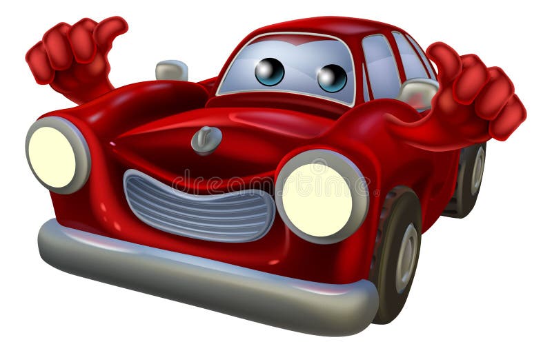 Beeldverhaal Grappige Rode Auto Vector Illustratie - Illustration of ...