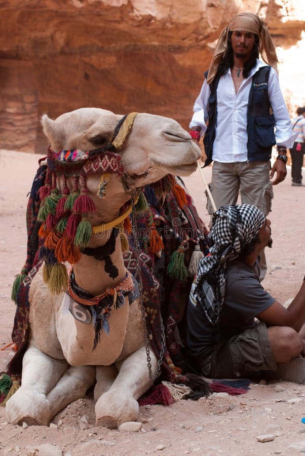 Beduinos y camello foto editorial. Imagen de paisaje - 22906981