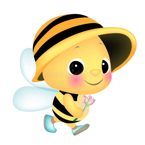 Cute Bee Editable Vector Cartoon Stock Illustration - Illustration of ...