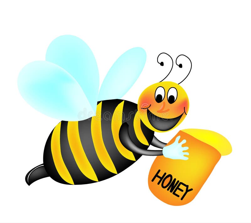 Busy Cartoon Bees with Honey Stock Vector - Illustration of vector ...