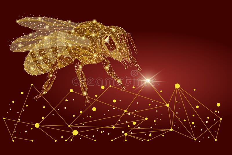 Bee Abstract Polygonal Design. in the Form of Golden Sand and Lines ...