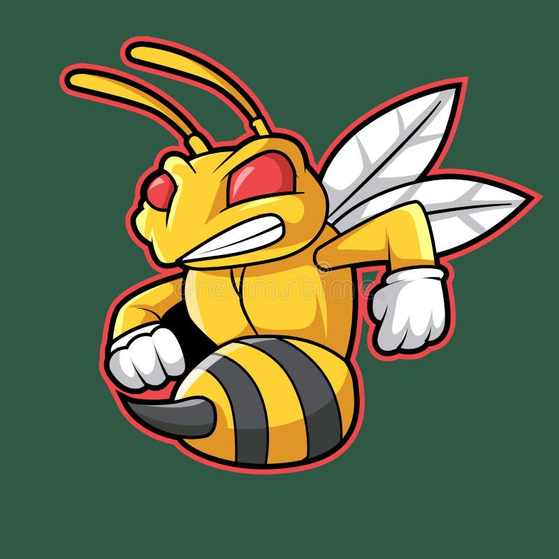 Bee Angry Mascot Logo Cartoon Illustration Stock Vector - Illustration ...