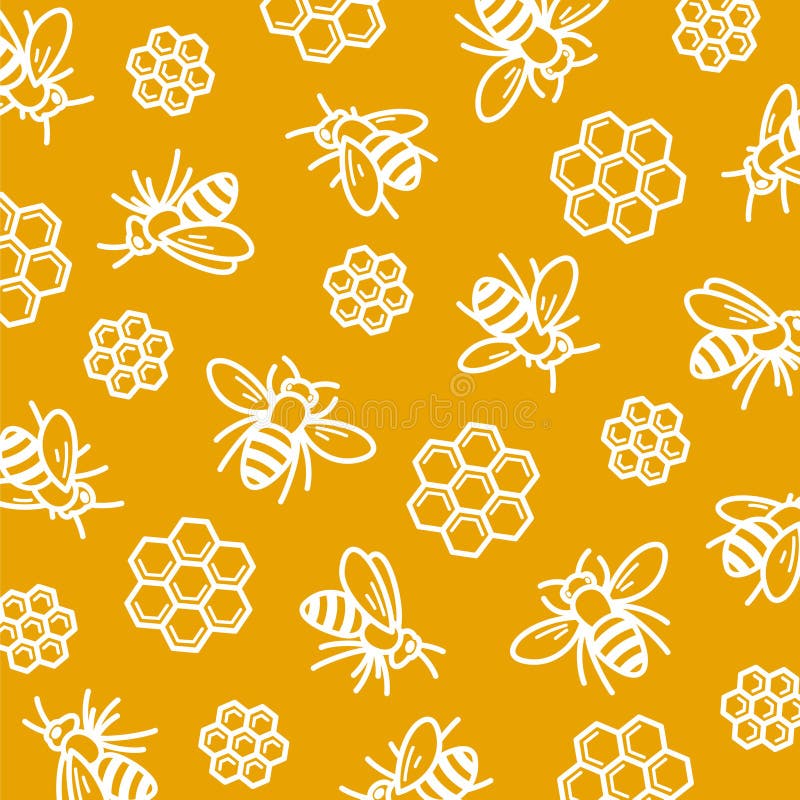 Bee Background, Pattern Set. Collection Icon Bee Stock Illustration ...