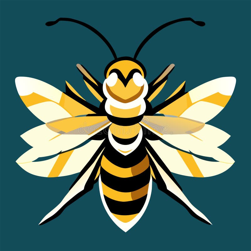 Bee on a Blue Background. in a Flat Style. Generative AI Stock ...