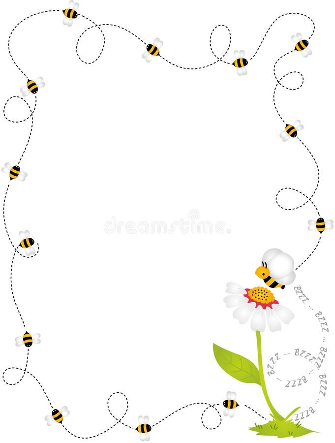 Bee corner / border stock illustration. Illustration of draw - 7403583