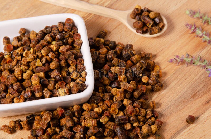 Bee Bread Heap in Bowl on Table, Alternative Medicine Stock Photo ...