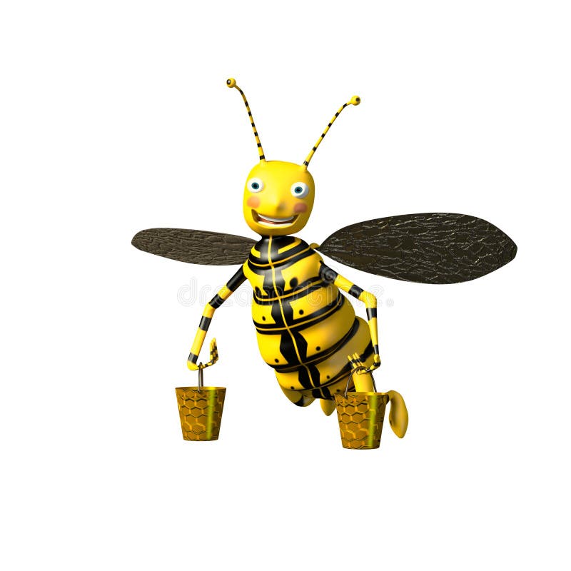 Bee with bucket stock illustration. Illustration of sting - 34700875