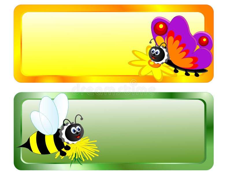 Bee and butterfly stock vector. Illustration of board - 32936500