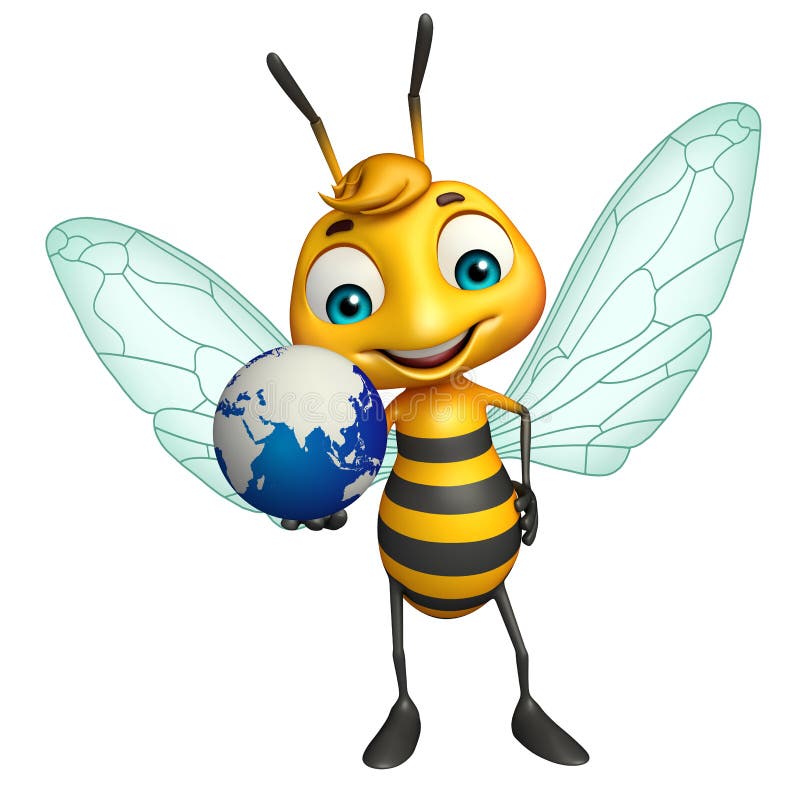 3d Bee globe stock illustration. Illustration of flying - 38955710
