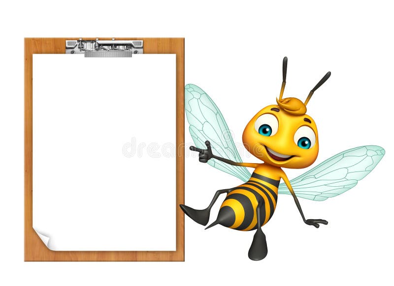 Bee Cartoon Character with Exam Pad Stock Illustration - Illustration ...