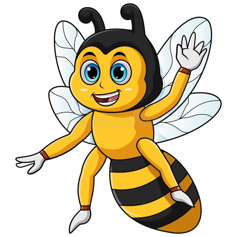 Bee Cartoon Flying Waving Hand Stock Vector - Illustration of font ...