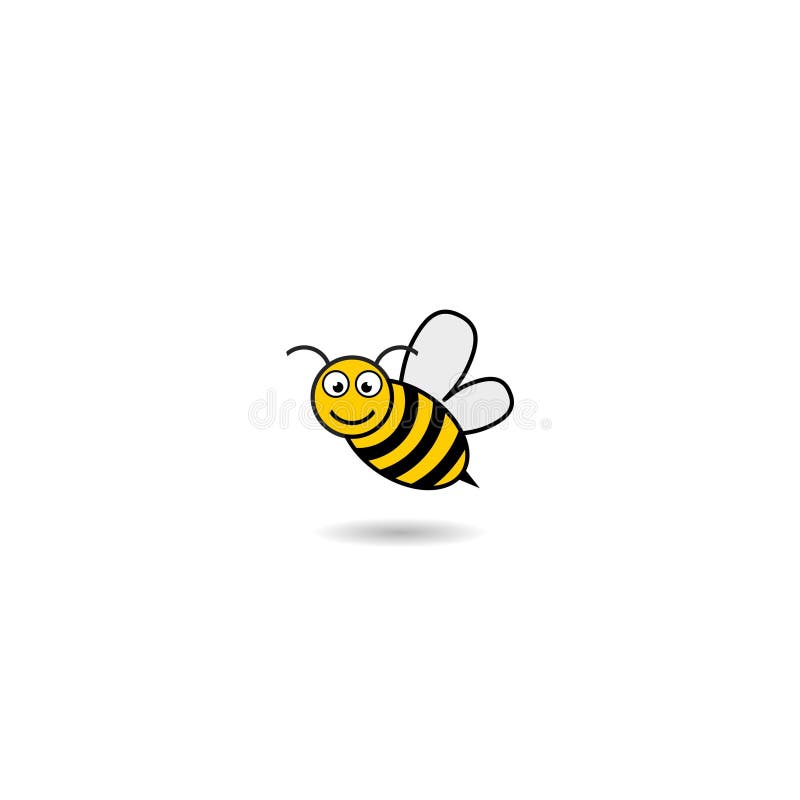 Bee Cartoon Icon with Shadow Stock Vector - Illustration of comic ...