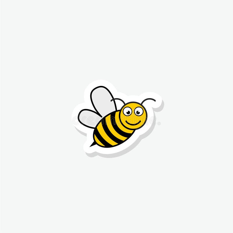 Bee Cartoon Icon Sticker Isolated on Gray Background Stock Vector ...