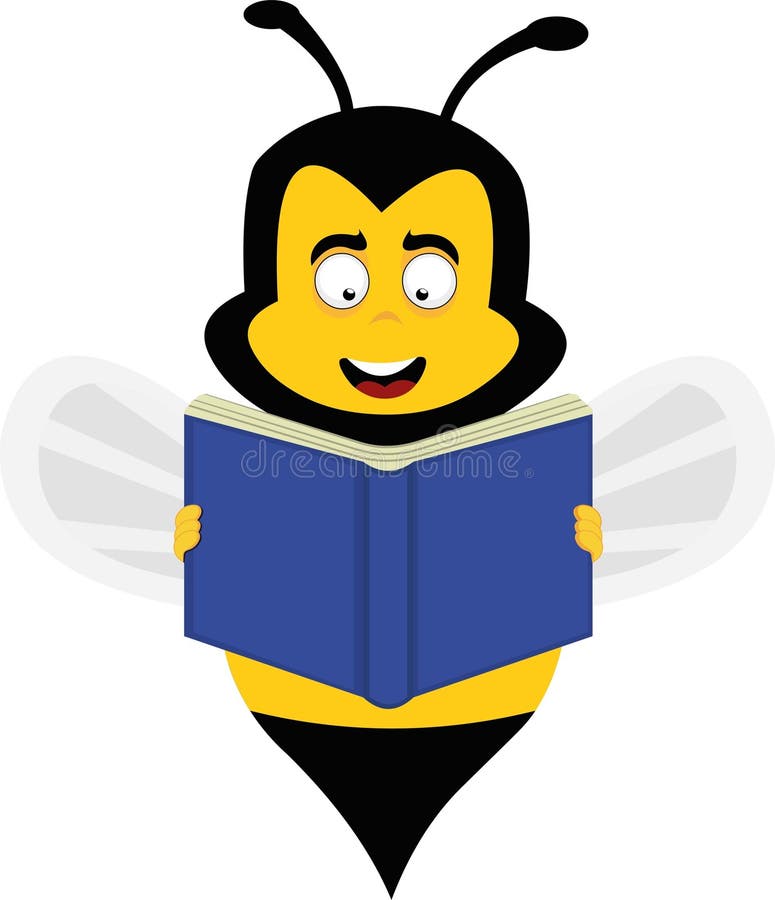 Bee cartoon reading book stock vector. Illustration of wings - 321862992