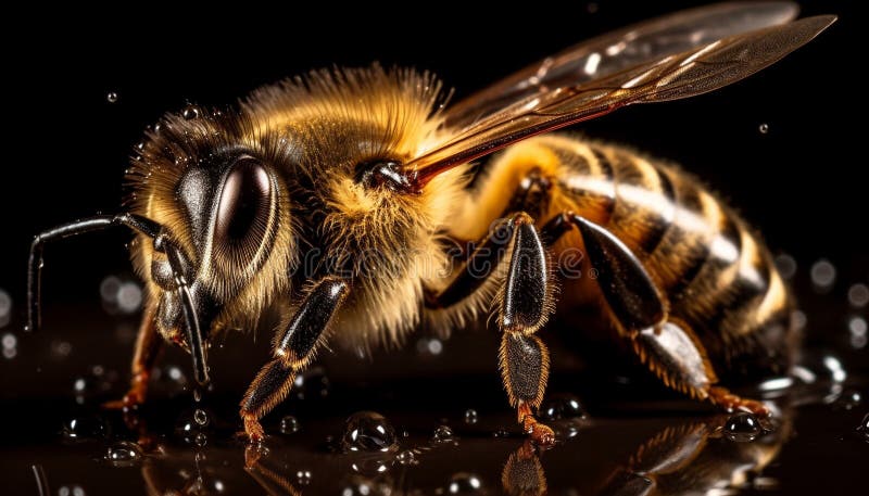 Close Up of a Bee on the Ground Close Up of Bee Bee Stock Illustration ...