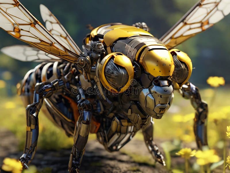 A Bee Close Up, Partial Body Part of a Robotic Device Stock ...