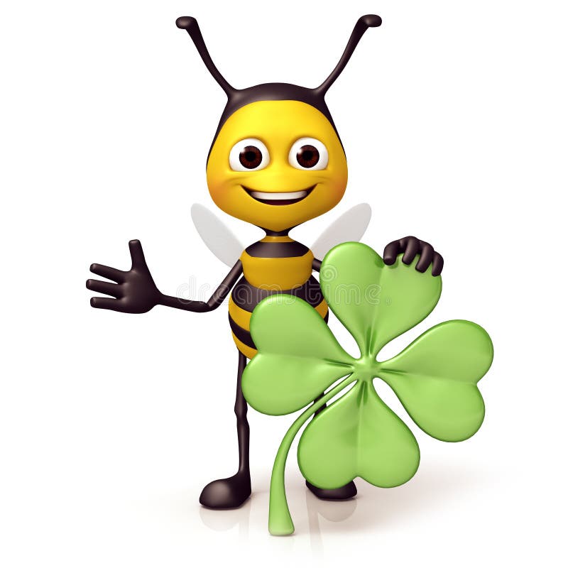 Bee with clover stock illustration. Illustration of work - 40072086