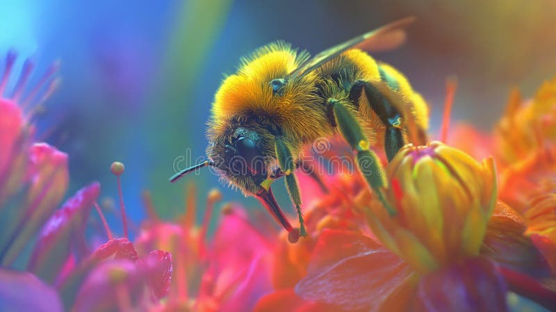 Bee Collecting Nectar from a Flower Stock Image - Image of color ...