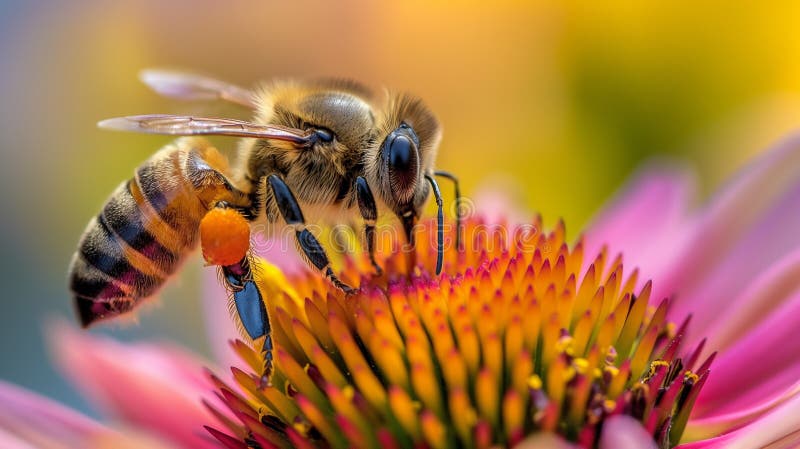 Bee Collecting Nectar from a Flower Stock Image - Image of apiary ...