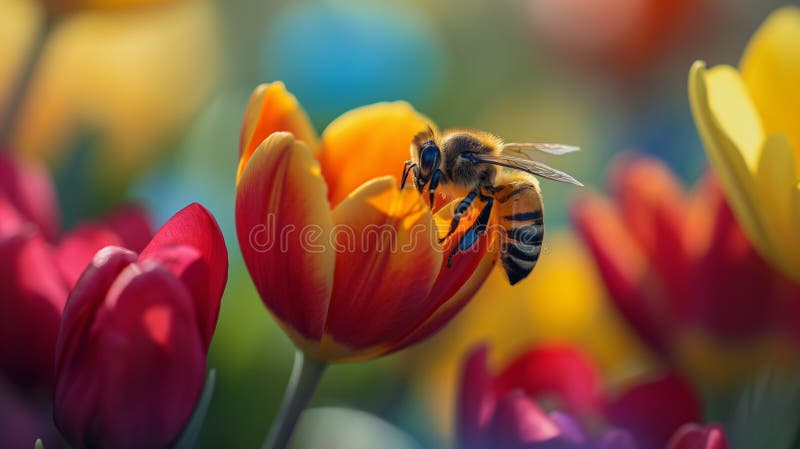 Bee Collecting Nectar from a Flower Stock Image - Image of honeybee ...