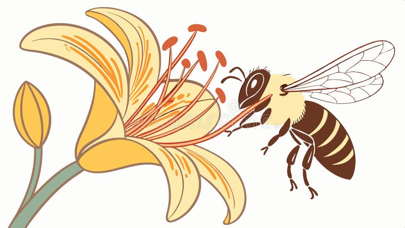 Bee Collecting Pollen from Flower, Pollination and Nature Process ...