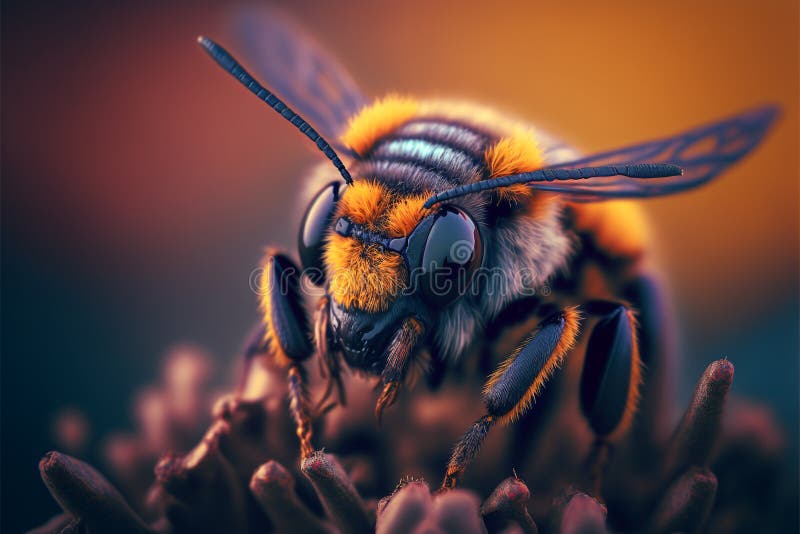 A Bee Collects Nectar on a Flower. AI Generated. Stock Illustration ...