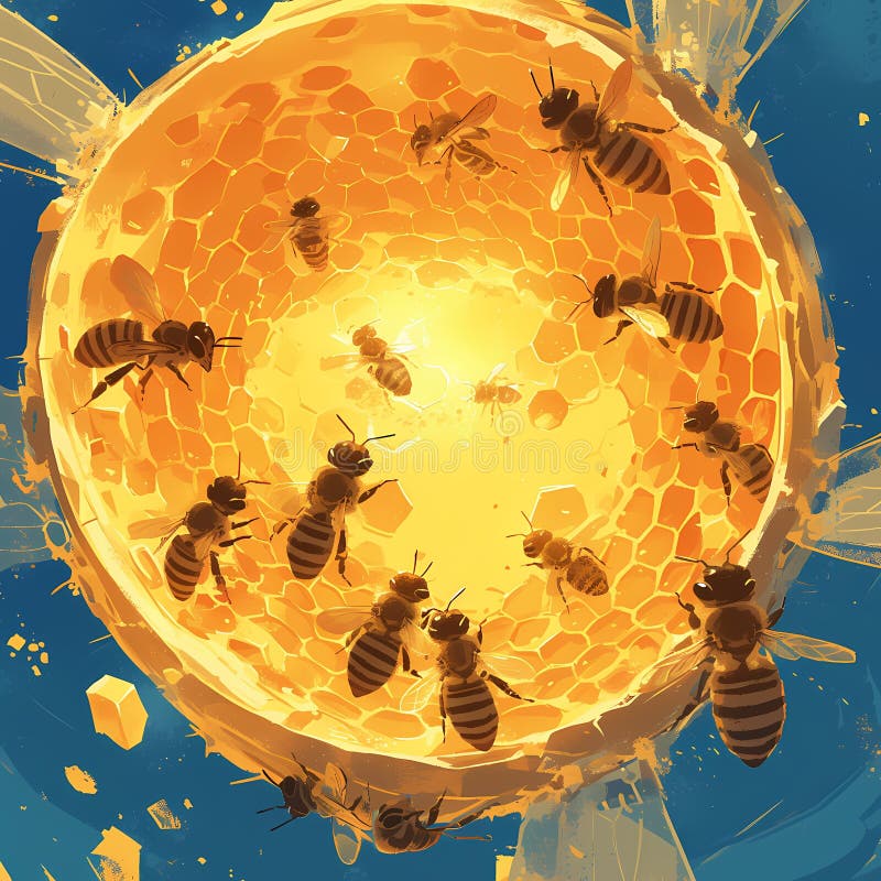 Bee Colony Buzzing with Activity Stock Illustration - Illustration of ...