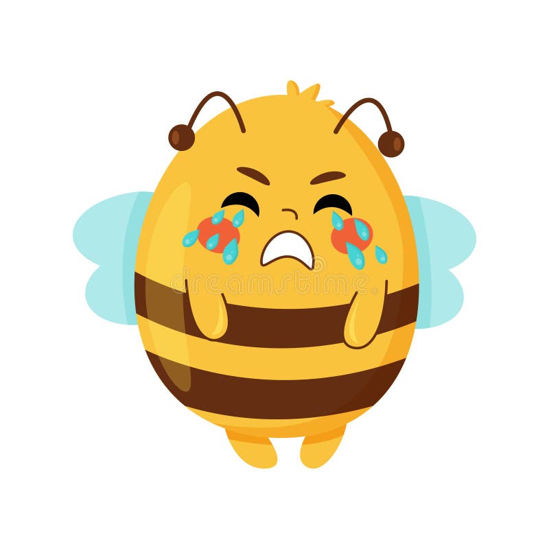 Bee Crying. Cute Sad Bee Mascot Character Stock Vector - Illustration ...
