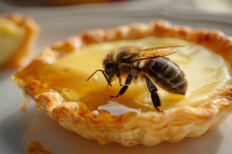 Bee on a Custardfilled Pastry Shell Stock Image - Image of custard ...