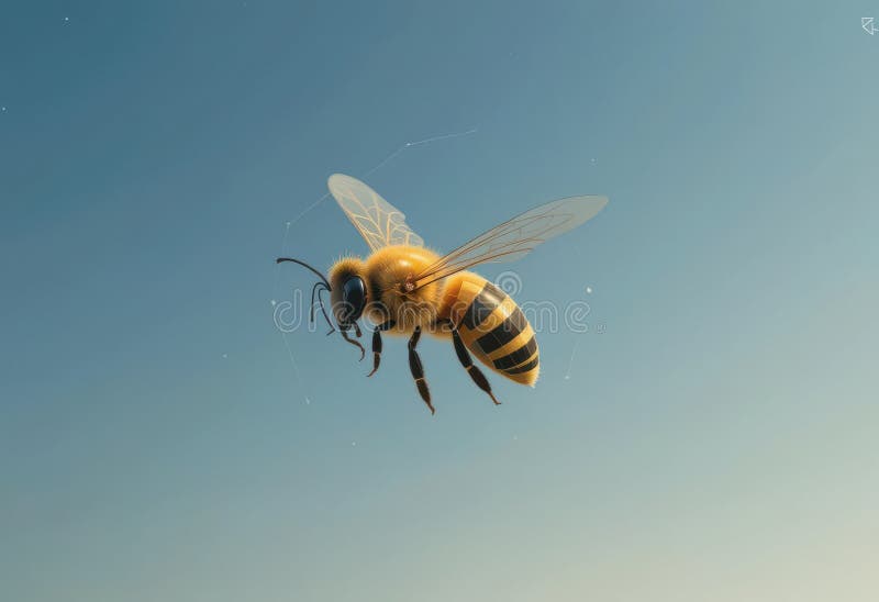 Geometric Bee Flight Bee Rendered in Low Poly Style, Flying Against a ...