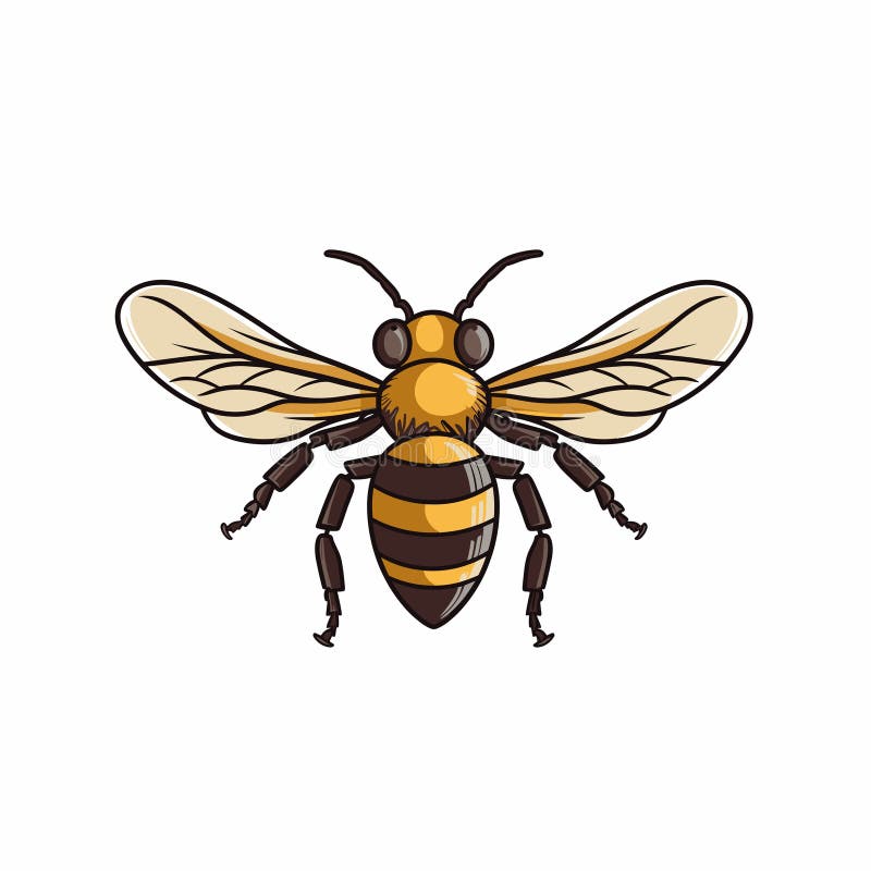 Detailed Illustration of a Bee Showcasing Intricate Wing and Body ...