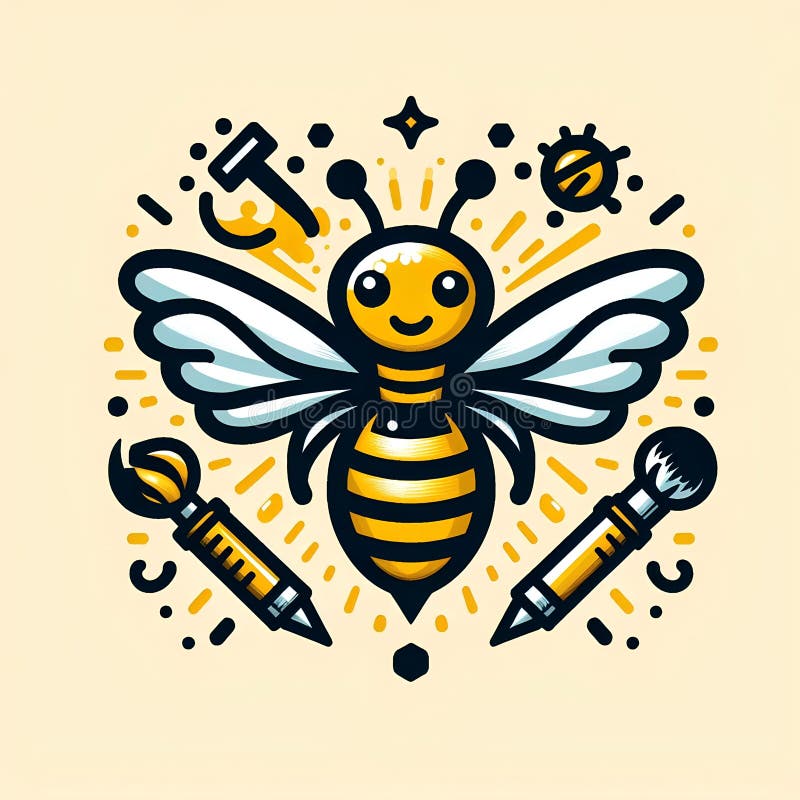 Bee Digital and Vector Illustration 1 Stock Illustration - Illustration ...