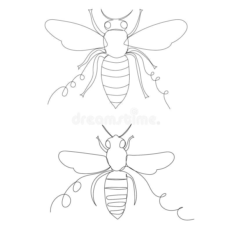 Continuous Line Drawing Bee Stock Illustrations – 134 Continuous Line ...
