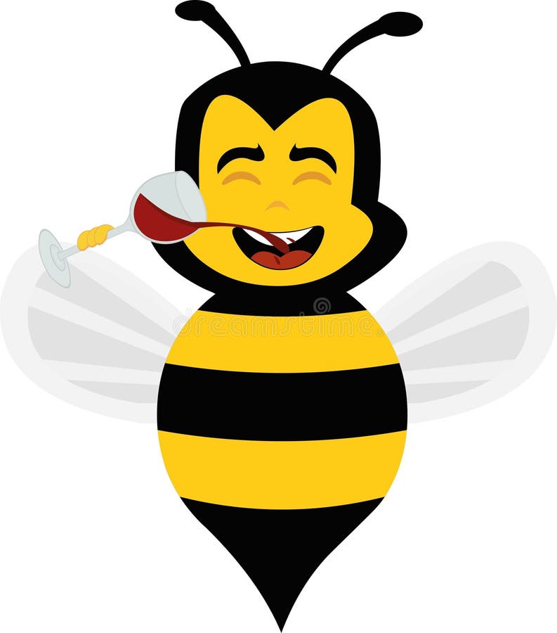 Bee drinking glass of wine stock vector. Illustration of wine - 321870505