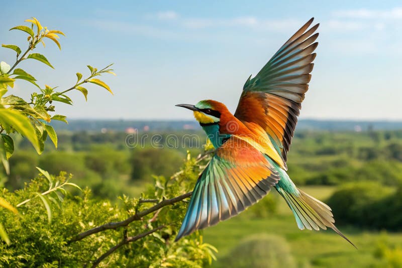 Bee-eater of Colors of the Rainbow. Bird of Colors in Freedom Stock ...