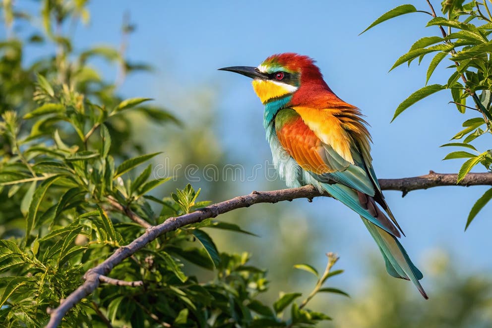 Bee-eater of Colors of the Rainbow. Bird of Colors in Freedom Stock ...