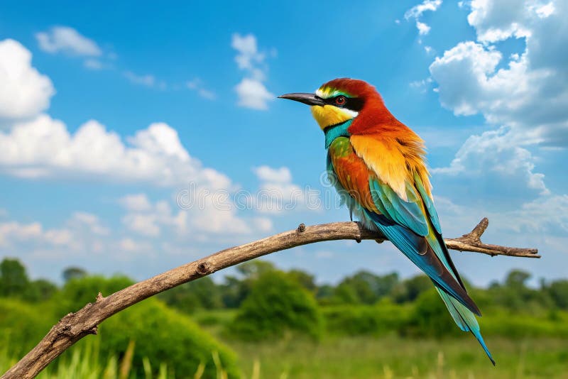 Bee-eater of Colors of the Rainbow. Bird of Colors in Freedom Stock ...