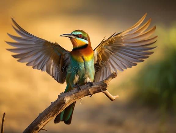 Bee Eater Spreading Wings Made with Generative AI Illustration Stock ...