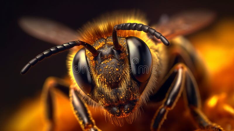 Bee Extreme Close Up. Generative AI Stock Image - Image of healthy ...