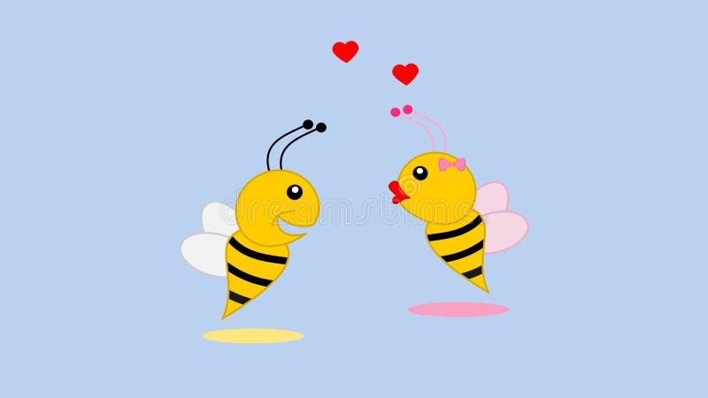 A Bee Falling in Love with a Female with Blue and Green Background ...