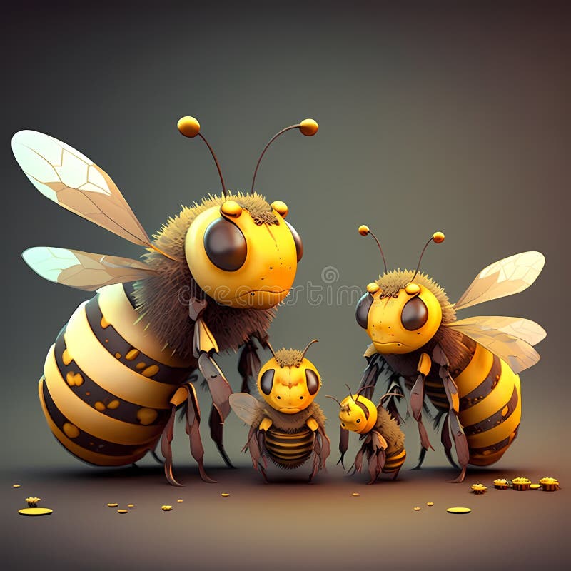 Bee Family Illustration. Generative AI Stock Illustration ...