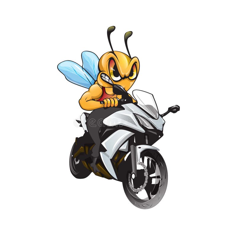 Bee on a Bike Mascot Design Stock Vector - Illustration of enlarge ...