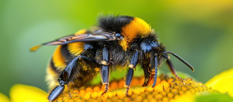 Bee Feeding on Flower Pollen Stock Photo - Image of nectar, biology ...