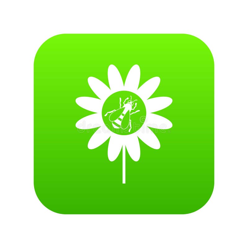 Bee on Flower Icon Digital Green Stock Vector - Illustration of symbol ...