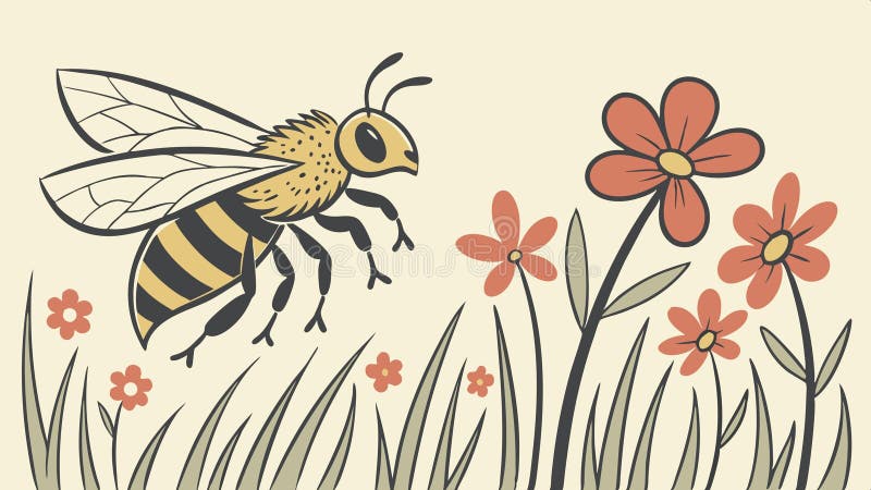 Bee and Flowers Pollination, Nature Process for Ecology and Environment ...