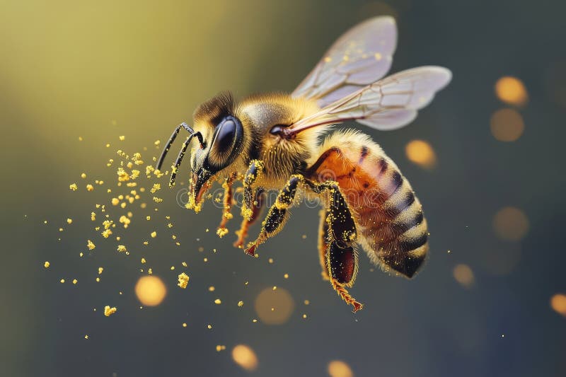 A Bee is Flying through the Air with a Cloud of Dust Behind it Stock ...